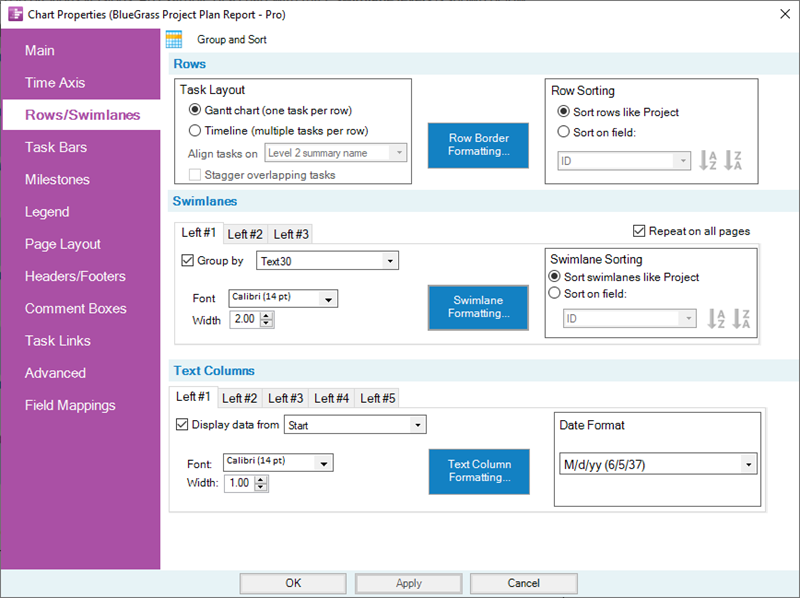 Using Rows and Swimlanes for OnePager Version 7.0 - OnePager Documentation