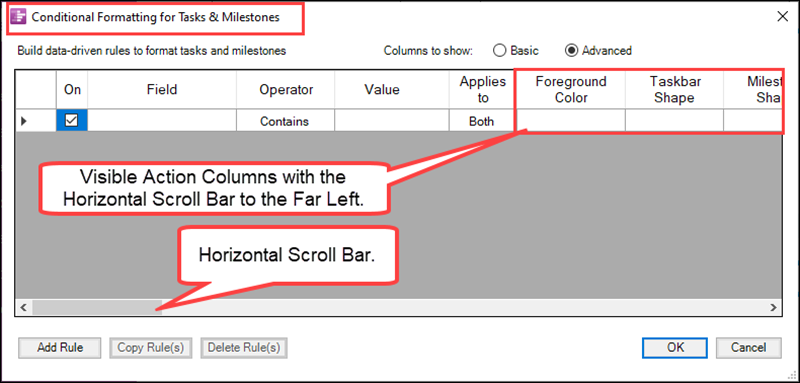Adding Conditional Formatting Rules for OnePager for Version 7.2 - OnePager Documentation