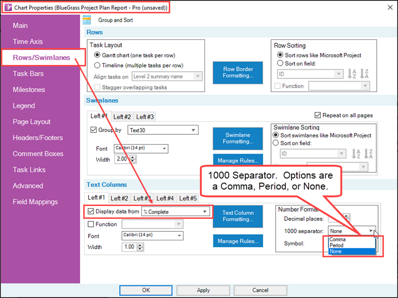 Creating and Formatting Text Columns for Version 7.2 - OnePager Documentation