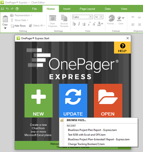 REPLACING a Snapshot via Push Update using a OnePager Chart for Version 7.2 - OnePager Documentation