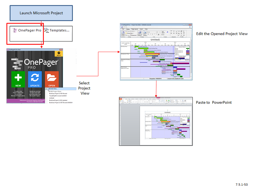 Opening an EXISTING Project View - OnePager Pro Add-in for Version 5.3 - OnePager Documentation