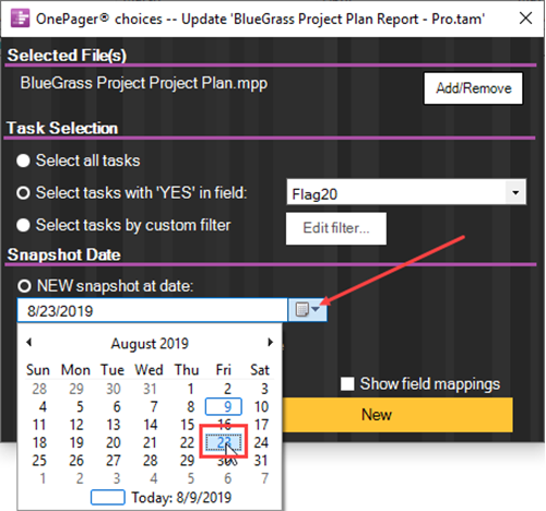 ADDING a Snapshot via Push Update - OnePager Pro Desktop for Version 7.0 - OnePager Documentation