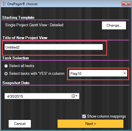 Creating Another New Project View - OnePager Express - OnePager Documentation