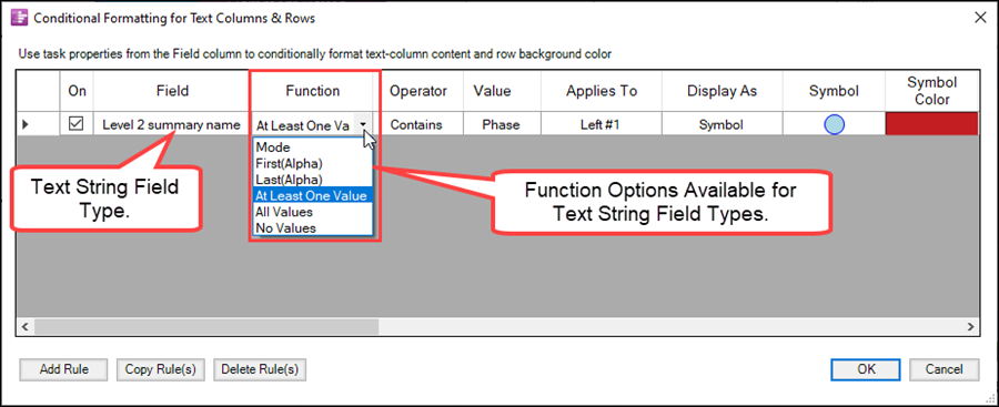Using Functions with Text Columns, Rows, and Swimlanes for OnePager for Version 7.2 - OnePager ...