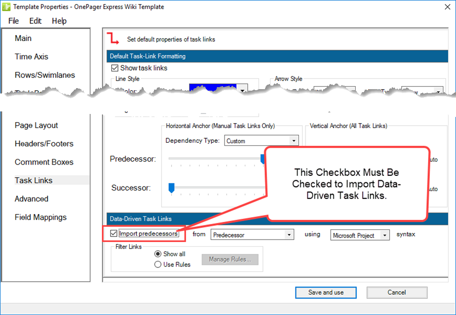 Data-Driven Task Link Import Rules for OnePager Express for Version 6.1 - OnePager Documentation