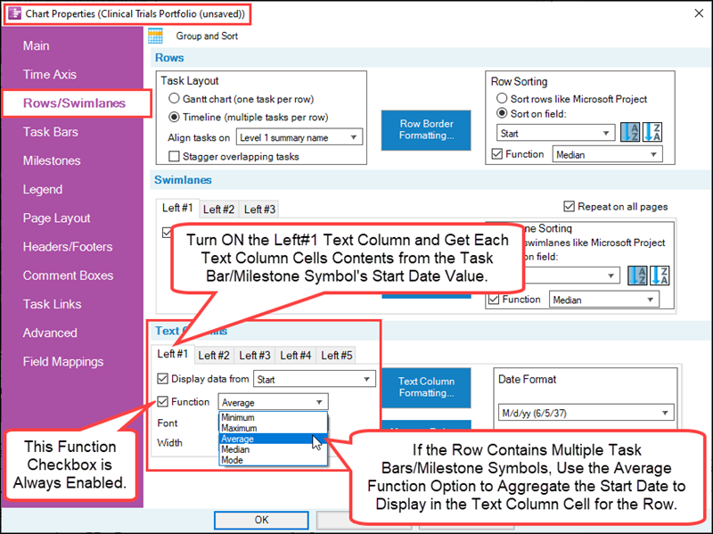 Using Functions with Text Columns, Rows, and Swimlanes for OnePager for Version 7.2 - OnePager ...