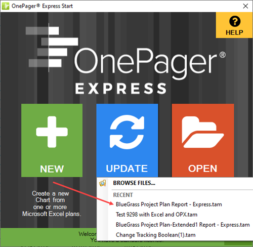 ADDING a Snapshot via Push Update to a OnePager Chart for Version 7.2 - OnePager Documentation