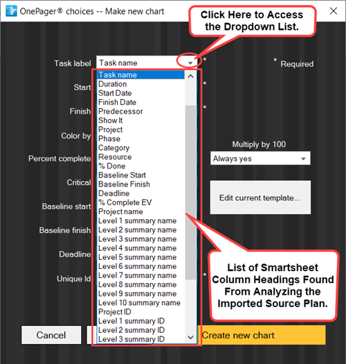 OnePager Import of Data from Smartsheet for Version 7.1 - OnePager Documentation