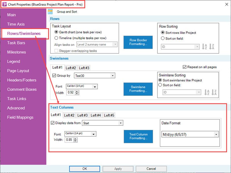 Creating and Formatting Text Columns for Version 7.0 - OnePager Documentation