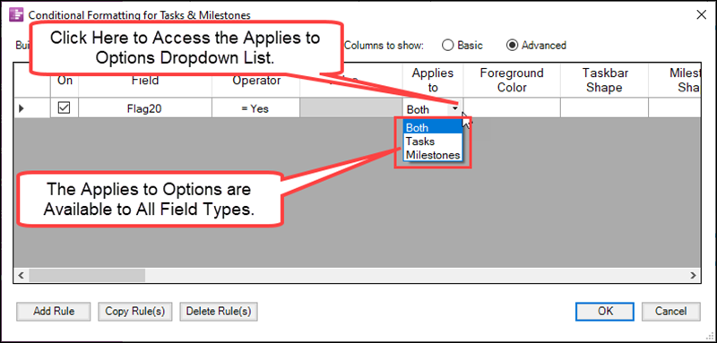 Adding Conditional Formatting Rules for OnePager for Version 7.2 - OnePager Documentation