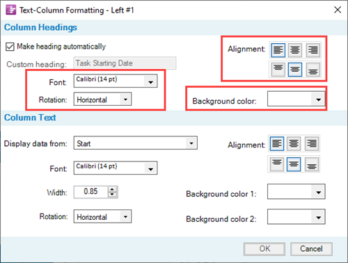 Creating and Formatting Text Columns for Version 7.0 - OnePager Documentation