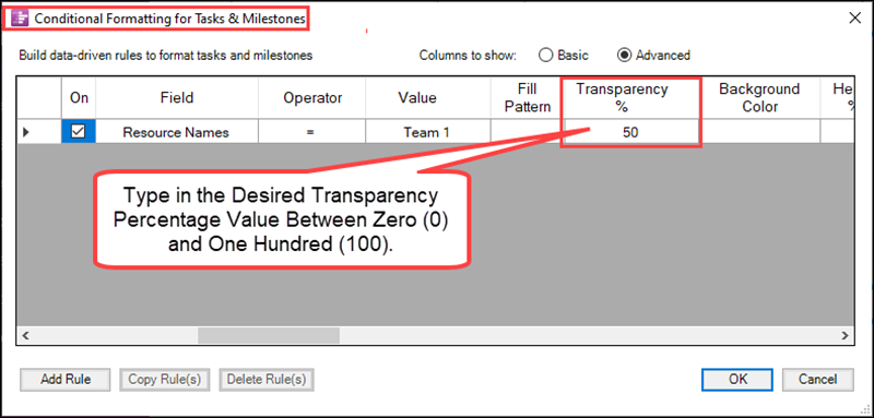 Adding Conditional Formatting Rules for OnePager for Version 7.2 - OnePager Documentation