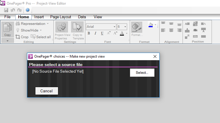 Creating Another New Project View - OnePager Pro Desktop for Version 6.0 - OnePager Documentation