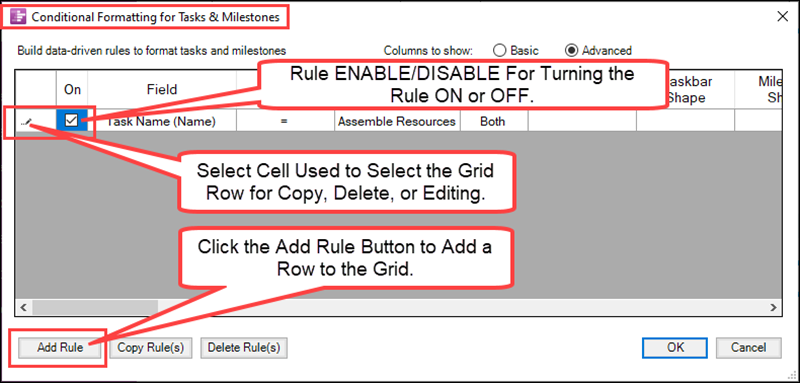 Adding Conditional Formatting Rules for OnePager for Version 7.2 - OnePager Documentation