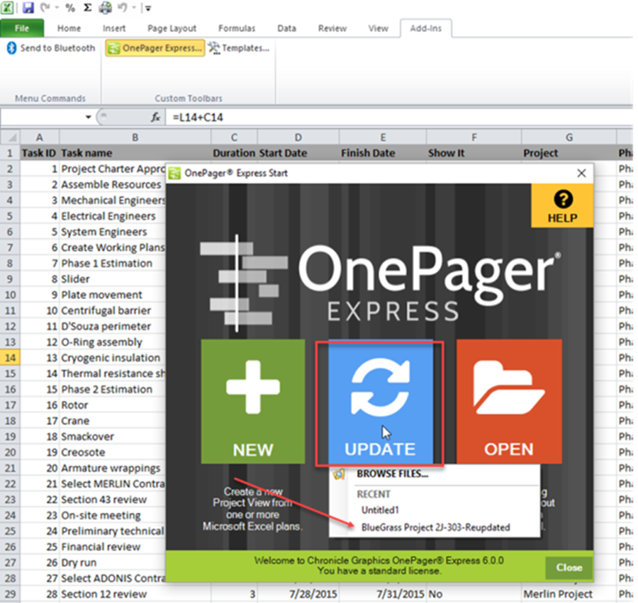 REPLACING a Snapshot via Push Update - OnePager Express Add-in for Version 6.0 - OnePager ...