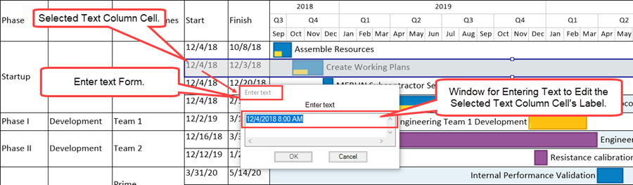 Editing Text Columns or Swimlane Labels for Version 7.1 - OnePager Documentation