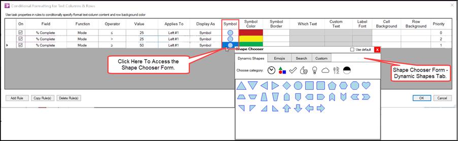 Conditional Formatting Rules for Text Columns and Rows for OnePager for Version 7.2 - OnePager ...