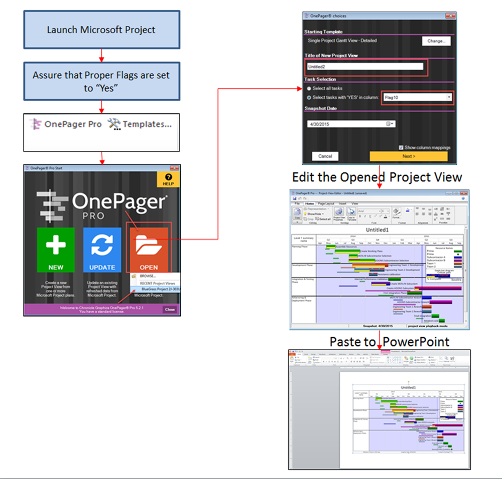 Opening an Existing Project View - OnePager Pro - OnePager Documentation