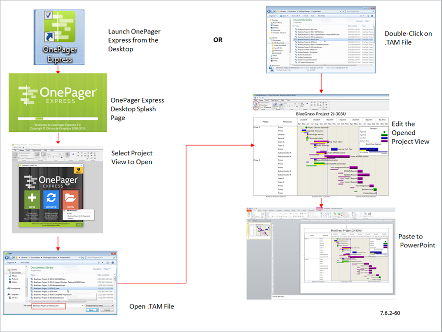 Opening an EXISTING Project View - OnePager Express Desktop for Version 6.0 - OnePager Documentation