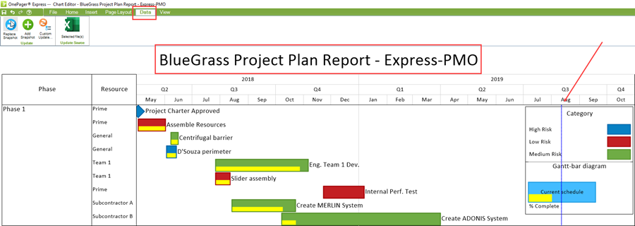 ADDING a Snapshot via Pull Operation - OnePager Express for Version 7.0 - OnePager Documentation