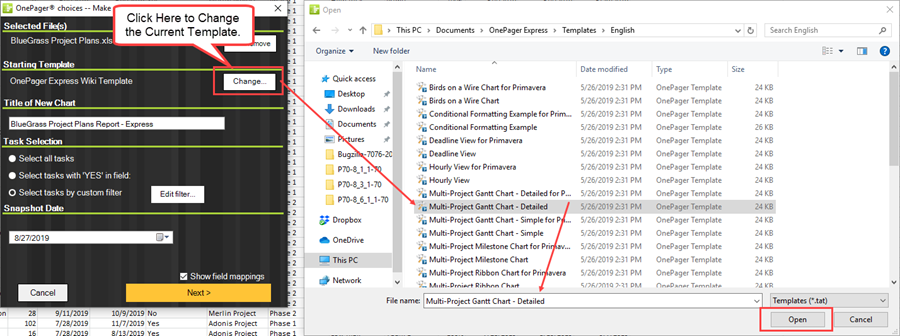 Handling Microsoft Excel Spreadsheets Containing Multiple Projects For Version 7.0 - OnePager ...