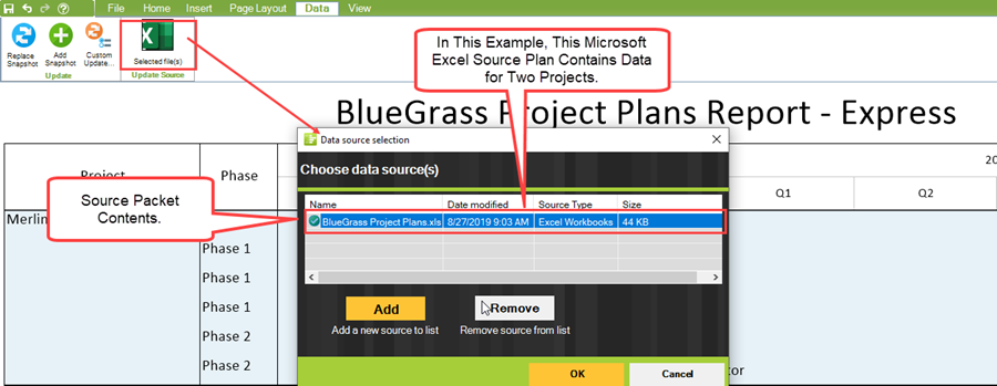 Handling Microsoft Excel Spreadsheets Containing Multiple Projects For Version 7.0 - OnePager ...
