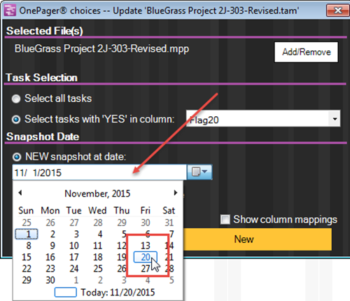 ADDING a Snapshot via Push Update - OnePager Pro Desktop for Version 5.3 - OnePager Documentation
