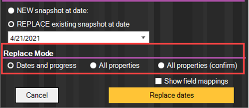 REPLACING a Snapshot via Push Update using a OnePager Chart for Version 7.1 - OnePager Documentation