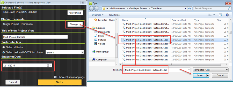 Handling Microsoft Excel Spreadsheets Containing Multiple Projects For Version 5.3 - OnePager ...