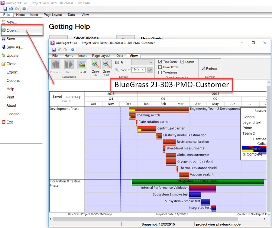 ADDING a Snapshot via Pull Operation - OnePager Pro for Version 6.0 - OnePager Documentation