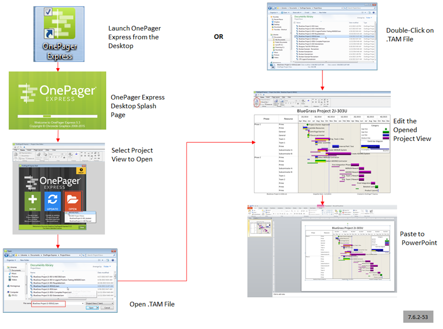 Opening an EXISTING Project View - OnePager Express Desktop for Version 5.3 - OnePager Documentation