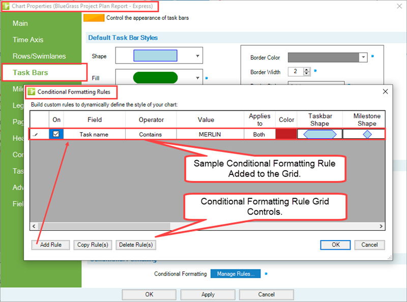 Task Bars Tab for Version 7.0 (OnePager Express) - OnePager Documentation