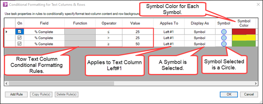 Conditional Formatting Rules for Text Columns and Rows for OnePager for Version 7.2 - OnePager ...