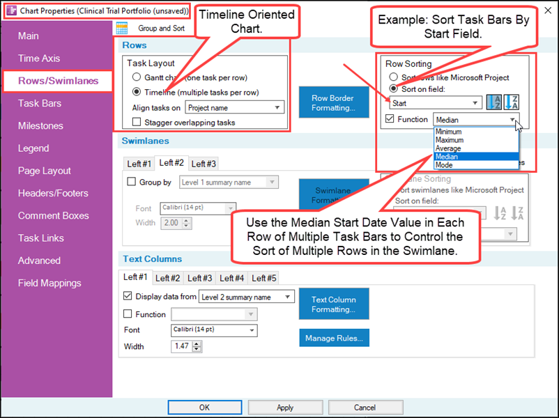 Using Functions with Text Columns, Rows, and Swimlanes for OnePager for Version 7.2 - OnePager ...