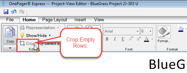 Autimatically Cropping Empty Rows (OnePager Express) - OnePager Documentation
