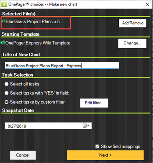 Handling Microsoft Excel Spreadsheets Containing Multiple Projects For Version 7.2 - OnePager ...