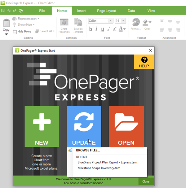 REPLACING a Snapshot via Push Update using a OnePager Chart for Version 7.1 - OnePager Documentation
