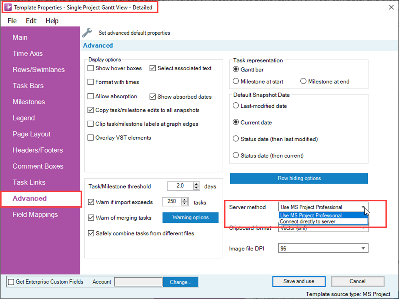 Using OnePager with Microsoft Project Server/Project Online for Version 7.2 (Portal) - OnePager ...