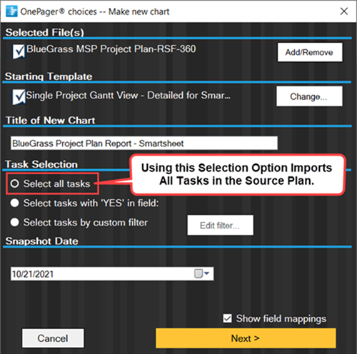 OnePager Import of Data from Smartsheet for Version 7.1 - OnePager Documentation