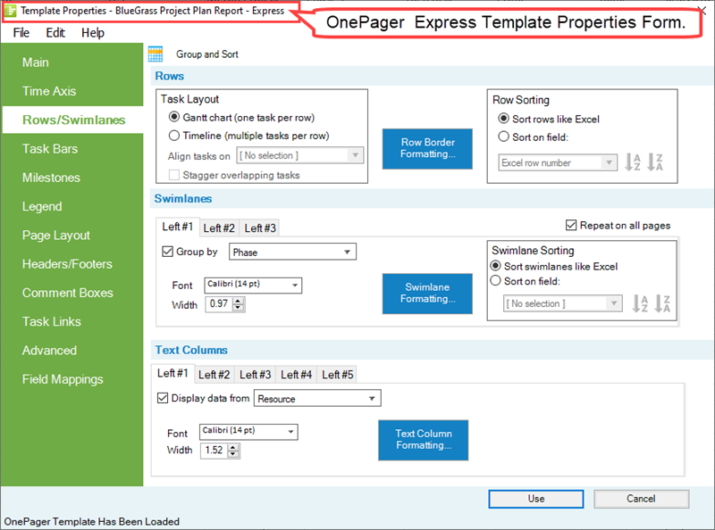 Template Only Features for Version 7.0 (OnePager Express) - OnePager Documentation