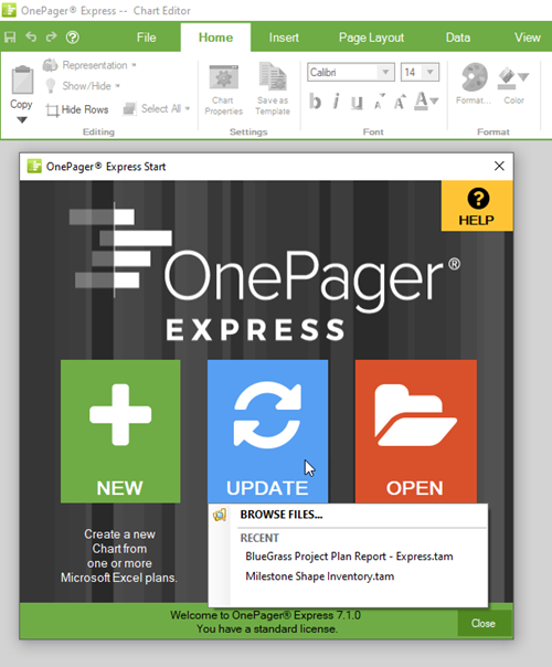 ADDING a Snapshot via Push Update to a OnePager Chart for Version 7.1 - OnePager Documentation
