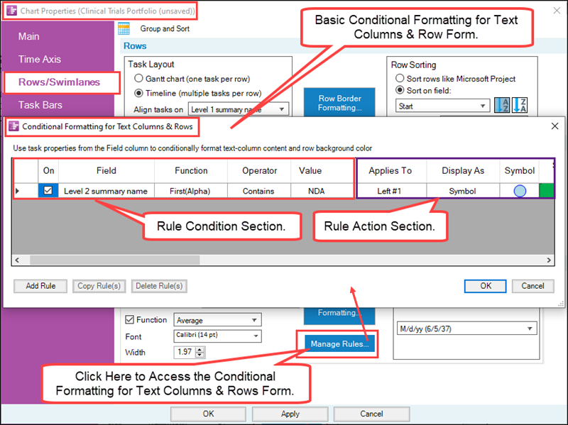 Using Functions with Text Columns, Rows, and Swimlanes for OnePager for Version 7.2 - OnePager ...