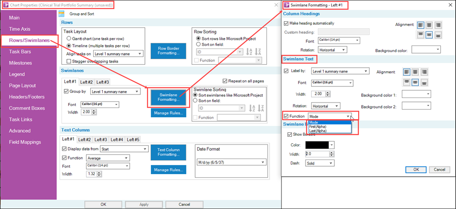 Using Functions with Text Columns, Rows, and Swimlanes for OnePager for Version 7.2 - OnePager ...