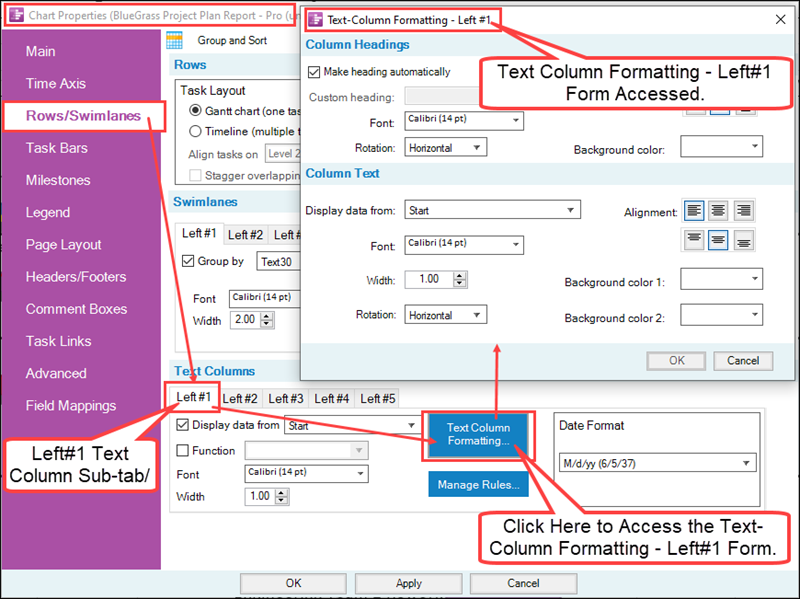 Creating and Formatting Text Columns for Version 7.2 - OnePager Documentation