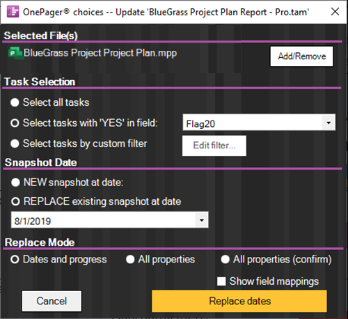 Custom Update (Replacing) of a Snapshot via Pull Operation for Version 7.1 - OnePager Documentation