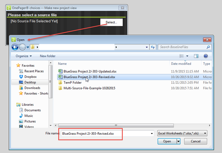 Creating a NEW Project View - OnePager Express Desktop for Version 5.3 - OnePager Documentation