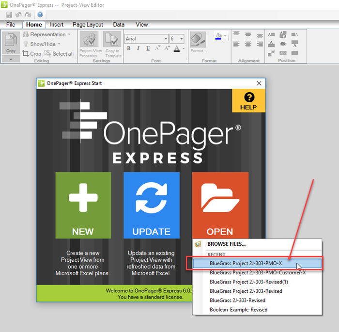 ADDING a Snapshot via Pull Operation - OnePager Express for Version 6.0 - OnePager Documentation