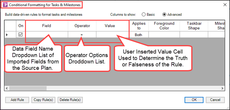 Adding Conditional Formatting Rules for OnePager for Version 7.2 - OnePager Documentation