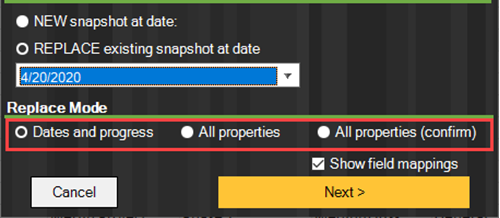 REPLACING a Snapshot via Push Update using a OnePager Chart for Version 7.1 - OnePager Documentation