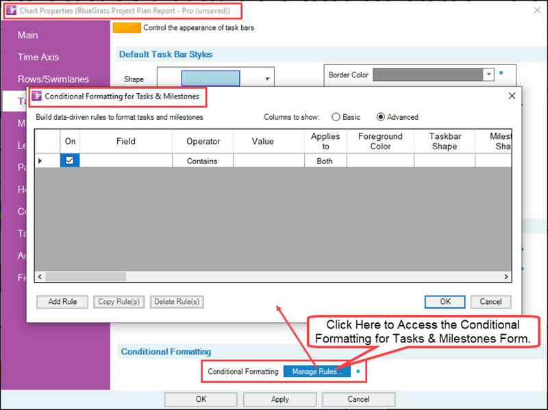 Adding Conditional Formatting Rules for OnePager for Version 7.2 - OnePager Documentation